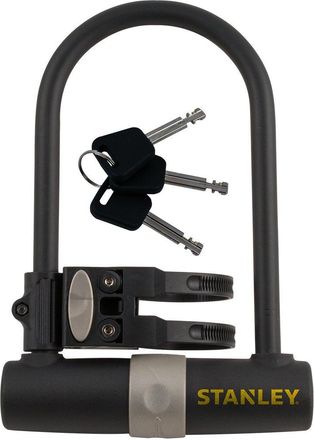 Stanley Bügelschloss Fahrrad 3 Schlüssel, S755-201, Fahrradschloss mit Halterung Schwarz 26.2 x 15.6 x 7.2 cm
