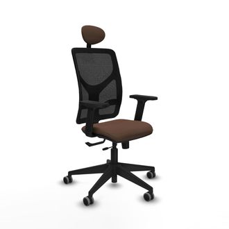 Piqueras y Crespo B&uuml;rostuhl mit 2D-Armlehnen, h&ouml;henverstellbarer Lendenwirbelst&uuml;tze und festem Kopfteil, ausgestattet mit Syncro/Traslack und Schneideschaum, Schwarz/Du