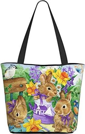 AOOEDM Sac &agrave; provisions pour dames de lapin de printemps et doeufs 13x11x7in.Le cadeau parfait de la Saint-Valentin.Cest de la Saint-Valentin pour maman, fil