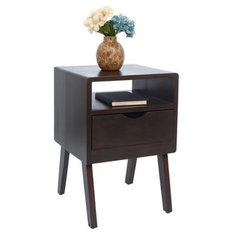 Mendler Nachttisch HWC-P16, Kommode Beistelltisch Nachtschrank Schrank, Schublade Fach 64x42x40cm - Dunkelbraun