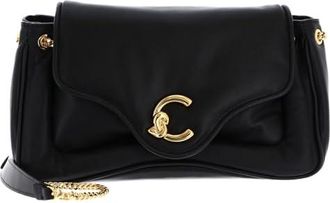 Coccinelle Cuir sac à épaule bandoulière C-Me Fluffy Crossbody Bag Noir/Noir