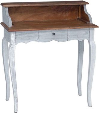 vidaXL Schreibtisch Braun und Wei&szlig; 80 x 40 x 92 cm Massivholz Mahagoni vidaXL