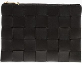 Bottega Veneta Leather Clutch with Zip Closure Gr&ouml;&szlig;e Unica