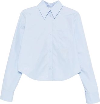 Sportmax Femme, Blouses et Chemises, Bleu, Taille: 40 FR Chemise Courte Coupe Droite