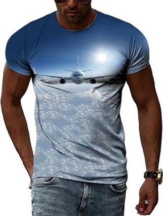 Keephen T-Shirt &agrave; col Rond pour Hommes/Femmes avec Graphique davion Impression 3D da&eacute;ronef Manches Courtes Pull d&eacute;contract&eacute;