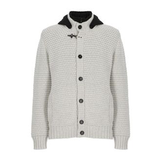 Fay Elfenbeinfarbene- wattierte Wolljacke mit abnehmbarer Kapuze - - Knitwear - Herren - Beige - L