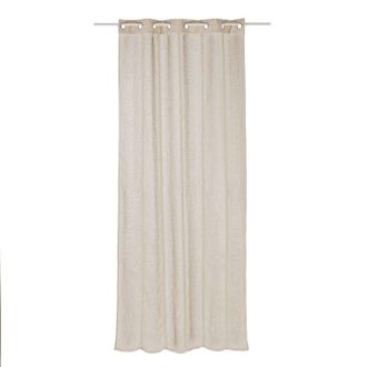 Loberon Gardine Blanchy, Landhaus-Stil, Klassisch Elegant, Leichter Fall, mit acht Metallringen, Vorhang, Sichtschutz, Baumwolle, Edelstahl, leinen