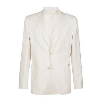 Eleventy Homme, Vestes, Beige, Taille: 2XL Veste Crois&eacute;e en Cachemire, Soie et Lin