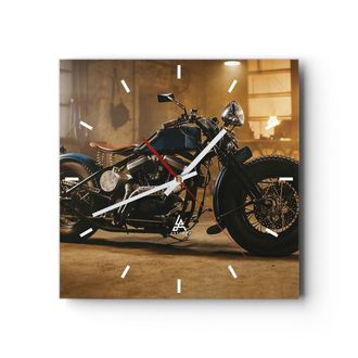 Arttor Modern Wanduhr Harley-Davidson Motorrad Motor 30x30cm Quadrat Klein Wand Uhr Glas Analog Zimmeruhren Küche Büro Wohnzimmer Glasuhr Wall Clock Dekorati