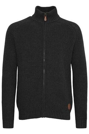 Solid SDXenos Homme Cardigan Gilet Pull en Maille &eacute;paiss&eacute;e avec col Montant 100% Coton Regular Fit, Taille:2XL, Couleur:Dark Grey Melange (8288)