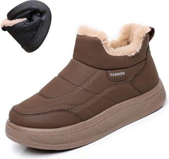 Generic Bottes de neige dhiver chaudes doublées pour femme, bottines confortables et antidérapantes avec doublure en peluche pour temps froid, marron, 38.5 EU