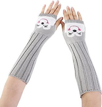 Generic Mitaines dhiver en laine tricot&eacute;e chaude pour femme (gris, taille unique)