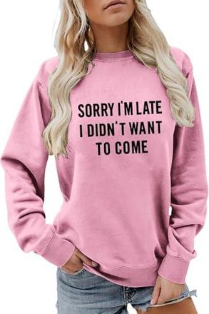 Generico Sweat-shirt tendance avec imprim&eacute; col rond et manches longues, coupe d&eacute;contract&eacute;e et ample. T-shirt pour femme doux et confortable pour le quotidien e