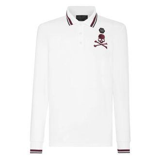 Philipp Plein Polo-Shirt mit langen &Auml;rmeln - - Tops - Herren - Wei&szlig; - 3XL