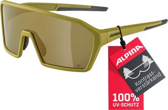 Alpina RAM Q-LITE - Verspiegelte, Kontrastverstärkende & Beschlagfreie Sport- & Fahrradbrille Mit 100% UV-Schutz Für Erwachsene, olive matt