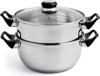 Quid Gastro Fresh Set Dampfgarer und Kochtopf, Edelstahl, 22 cm, Stahl