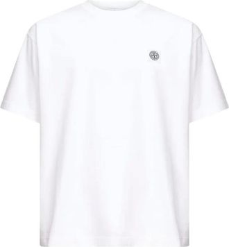 Stone Island Homme, Tops, Blanc, Taille: S T-Shirt Regular