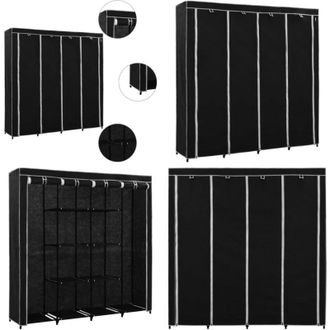 vidaXL Kleiderschrank mit 4 F&auml;chern Schwarz 175 x 45 x 170 cm - Kleiderst&auml;nder - Garderobenst&auml;nder - Schuhschrank - Stauraum - Schwarz - Home & Living