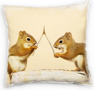 Paul Sinus Art Tiere, braun, abstrakt, Eichhörnchen Deko Kissen 40x40cm für Couch Sofa Lounge Zierkissen - Dekoration zum Wohlfühlen