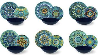 Excelsa Mandala Mediterraneo Tafelservice, 18-teilig, Porzellan, mehrfarbig