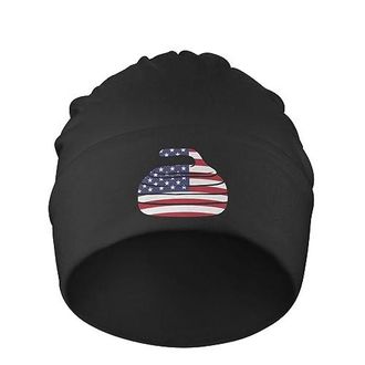 Generic Femme Homme Bonnets Tricot&eacute; Drapeau De Curling Amusant Bonnet dhiver Classique Bonnets De Ski Chaud Bonnet &Agrave; Revers pour Patinage Cyclisme Quotidien