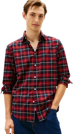Tommy Hilfiger Herren Hemd Mercerized Tartan Regular Fit, Rot (Regatta Red/Check), S