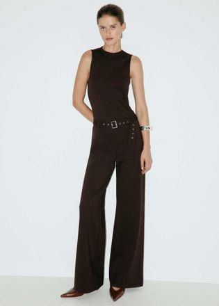Mango Combinaison ceinture boucle marron - Femme - XXS - MANGO