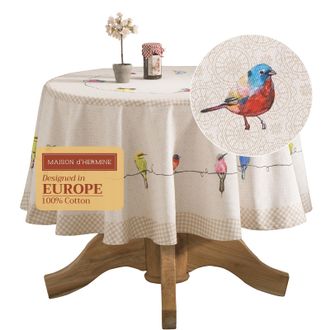 Maison d'Hermine Birdies Auf Draht 100% Baumwolle Tischdecke 69-Zoll-Runde
