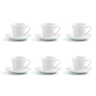 Quid Renova Blanca Set de 6 tasses avec soucoupe en porcelaine 9 cl Transparent