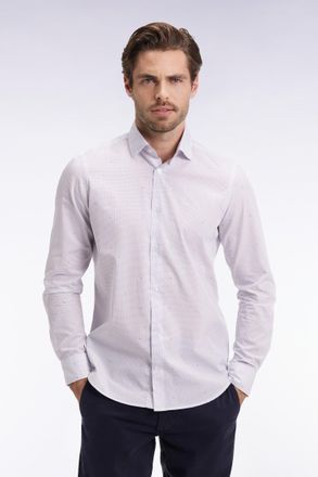 Eden Park Chemise En Coton Ciel À Micro-imprimé Noeud Coupe Slim