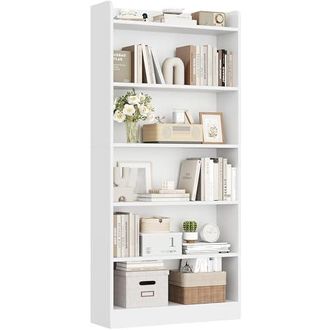 Yaheetech Biblioth&egrave;que, Meuble de Rangement sur 6 Niveaux Ouverts, &Eacute;tag&egrave;re Blanche R&eacute;glables &agrave; 3 Hauteurs Diff&eacute;rentes, 24&times;60&times;160 cm, pour Salon Bureau Chambre S