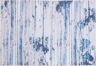 Beliani Beliani - Tapis Rectangulaire Bleu et Beige en Polyester Motif Abstrait pour Chambre ou Salon Moderne 140 x 200 cm