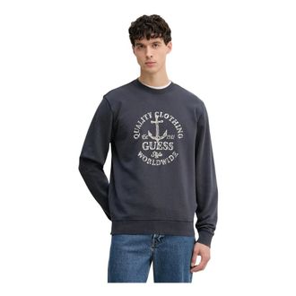Guess Homme, Sweatshirts et sweats &agrave; capuche, Bleu, Taille: XL SweaT-shirt &agrave; logo brod&eacute;