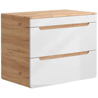 Vente-Unique Vente-unique - Meuble sous vasque suspendu avec planche - 80 cm - Naturel clair et blanc - aruba