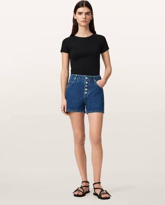 AllSaints Tay - Jeansshorts in dunklem Indigoblau