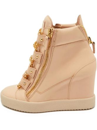 Giuseppe Zanotti Wedge-Sneakers mit Kette - Nude