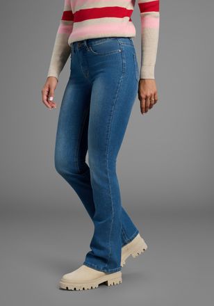 Arizona Bootcut-Jeans ARIZONA Shaping, Damen, Gr. 17, K + L Gr, blau (blau used), Jeans, Obermaterial: 79% Baumwolle, 19% Polyester, 2% Elasthan, Basic, bootc