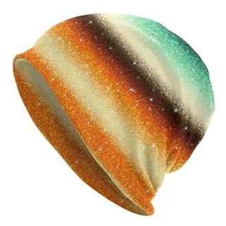 Ahdyr Bonnet Fin Vert ombr&eacute; &agrave; Paillettes de No&euml;l, Extensible, en Maille l&eacute;g&egrave;re et Souple, pour Femmes et Hommes