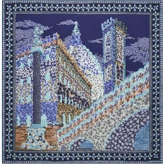Ferragamo T&uuml;cher & Schals - Square Silk Scarf With Palazzo Print Design - Gr. unisize - in Blau - f&uuml;r Damen