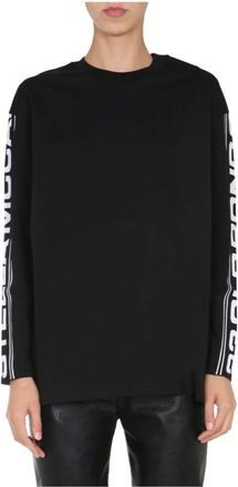 Stella McCartney Femme, Tops, Noir, Taille: 42 FR T-shirt &agrave; Manches Longues et Col Rond