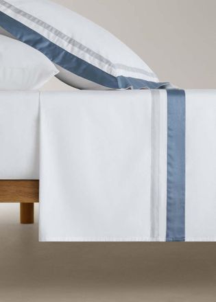 Mango Drap plat avec ruban contrast&eacute; en satin Lit 90 bleu - Home - Lit 90 cm - MANGO HOME