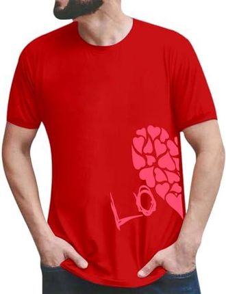 Generic T-shirt &agrave; manches courtes imprim&eacute; pour la Saint-Valentin 2026 pour hommes et femmes, haut &eacute;l&eacute;gant pour jeunes, Rouge, 3XL