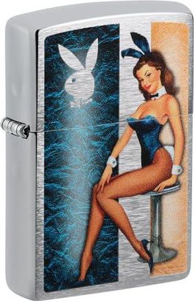 Zippo Sturmfeuerzeug - Playboy, Brushed Chrome, Color Image - Nachf&uuml;llbar - Wiederverwendbar - Windfestes Design - Geschenkbox - Made in USA
