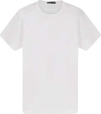 Tom Ford Homme, Tops, Blanc, Taille: XL Cotton Silk T-Shirt
