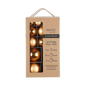 Inges Christmas Decor Weihnachtskugeln Set 42-teilig Inkagold, mit den Durchmessern 4 cm, 6 cm und 8 cm, Christbaumschmuck Glas, Gold
