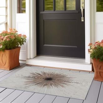 Generic Beige Lavable en Machine Tapis Salon Art Abstrait Radial et lin&eacute;aire, 160 x 230 cm Doux Tapis de Sol Pelucheux Dessous Antid&eacute;rapant, Entree Interieur 