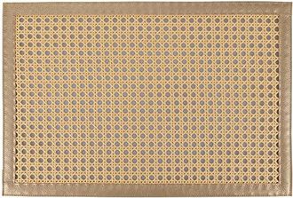 Villa D'Este Home Tivoli 6er Set Platzdeckchen Wiener Strohoptik mit Lederrand Scandi