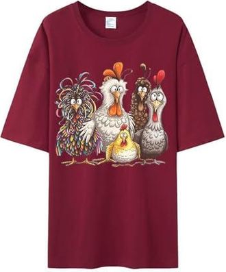 Generico T-shirt pour homme avec col rond T-shirt dr&ocirc;le de coqs &agrave; manches courtes style hiphop Halloween carnaval maillot r&eacute;tro m&eacute;di&eacute;val pour vacances et loisi