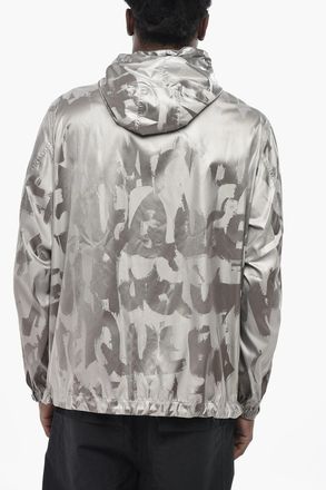 Alexander McQueen Hooded Windbreaker With All-Over Logo Alexander McQueen