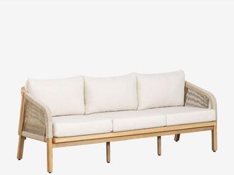 Sklum Sklum - 3-Sitzer-Sofa aus Akazienholz Dubai Gardenia Wei&szlig; Rustikales Akazienbraun